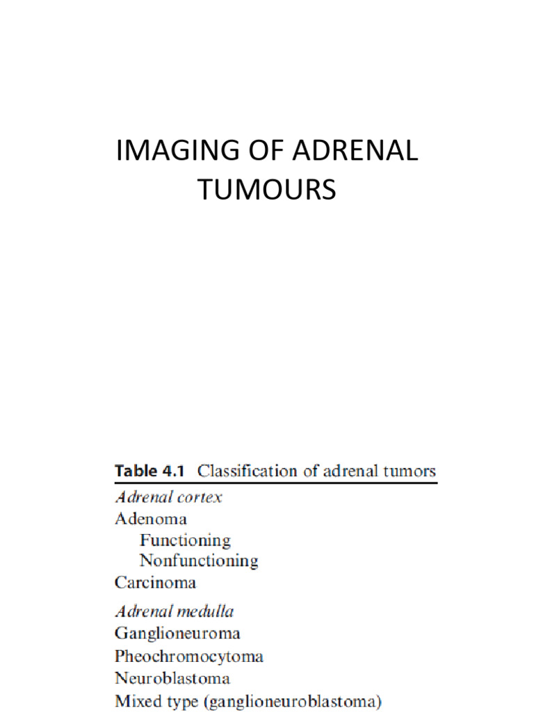 Adrenal Tumor Imaging Techniques | PDF | Adenoma | Metastasis