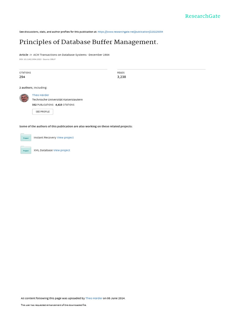 Principles of Database Buffer Management | PDF | Databases | Cache (Computing)