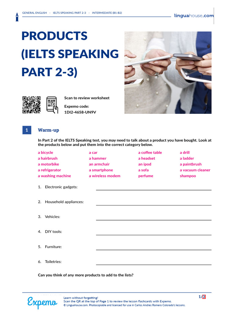 Products Ielts Speaking Part 2 3 British English Student | PDF