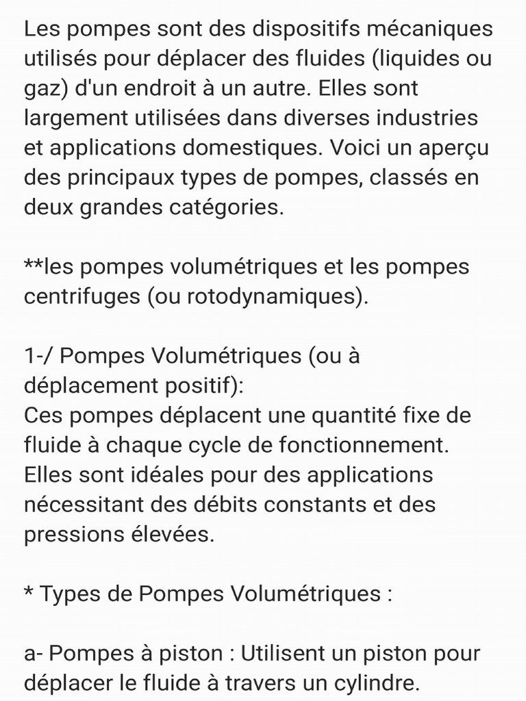 Les Types de Pompes | PDF