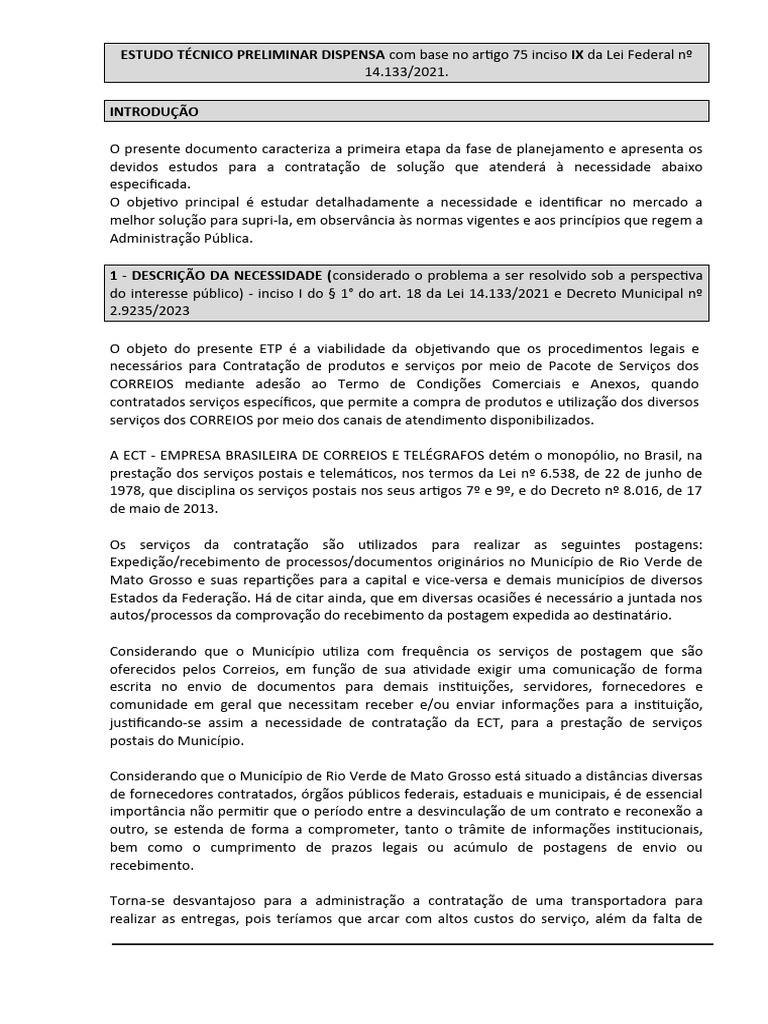6 Modelo Etp Dispensa Correio | PDF | Business