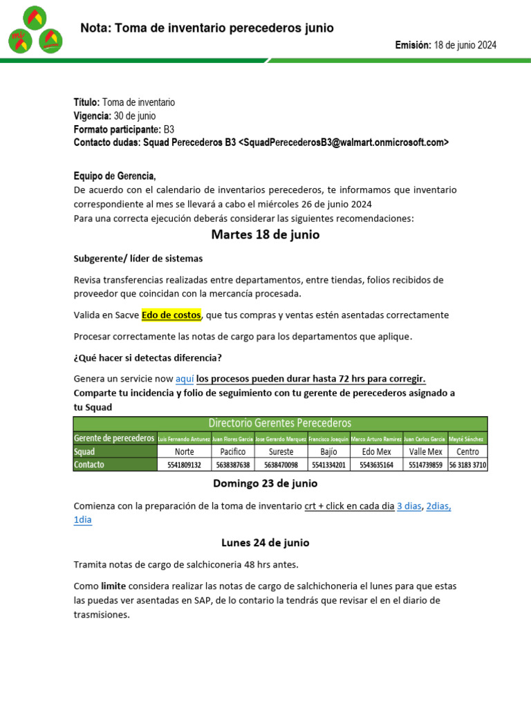 Toma de Inventario Perecederos Junio | PDF | Finanzas y dinero