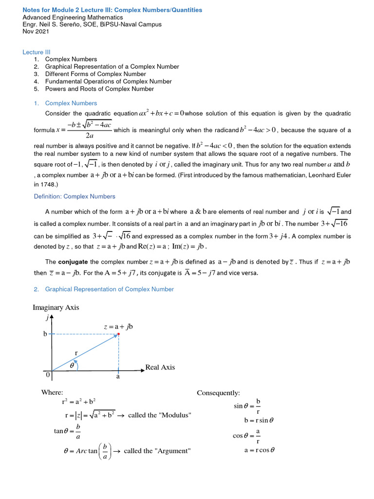 Complex Numbers and Their Operations | PDF | Numbers | Complex Number