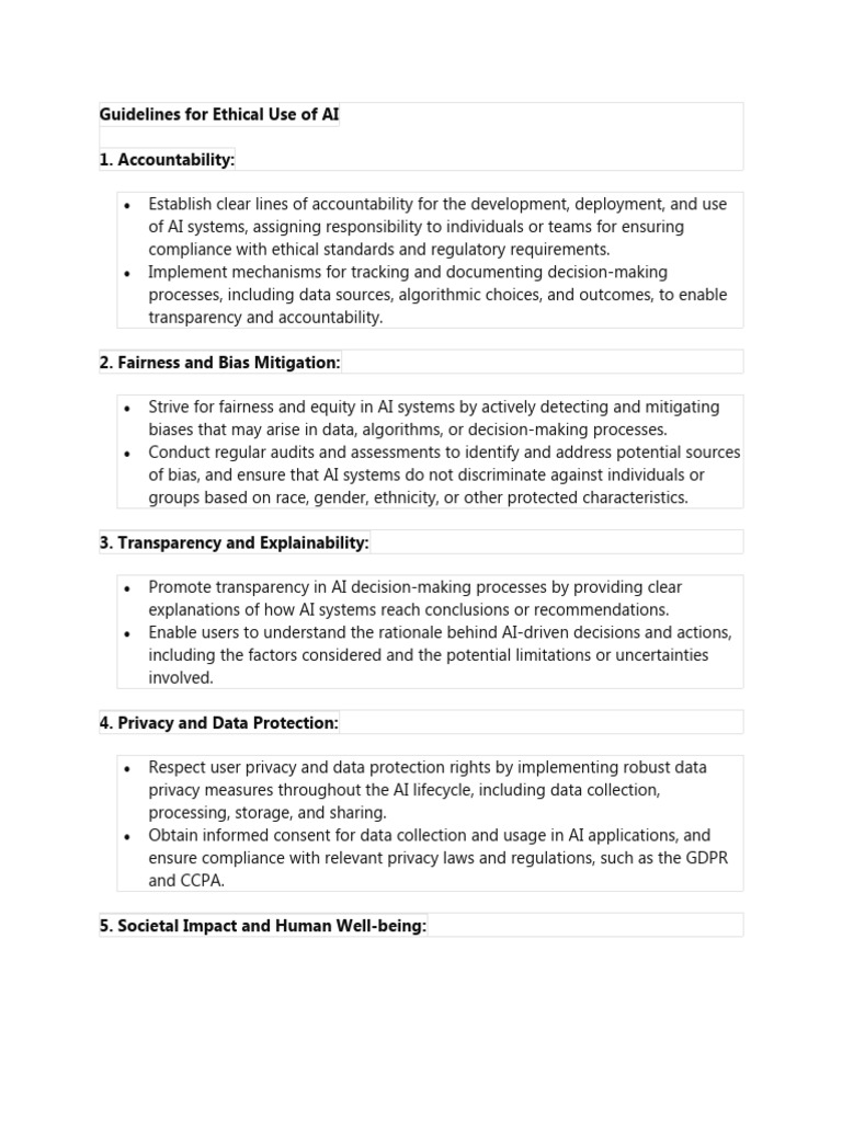 Ethical AI Use Guidelines for Organizations | PDF | Artificial ...