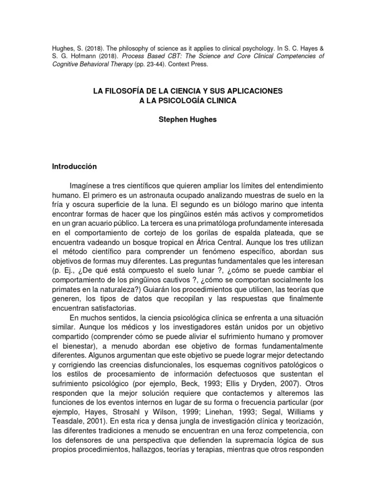 La Filosof (Ia de La Ciencia y Sus Aplicaciones A La Psicolog (Ia Clinica | PDF | Conocimiento ...