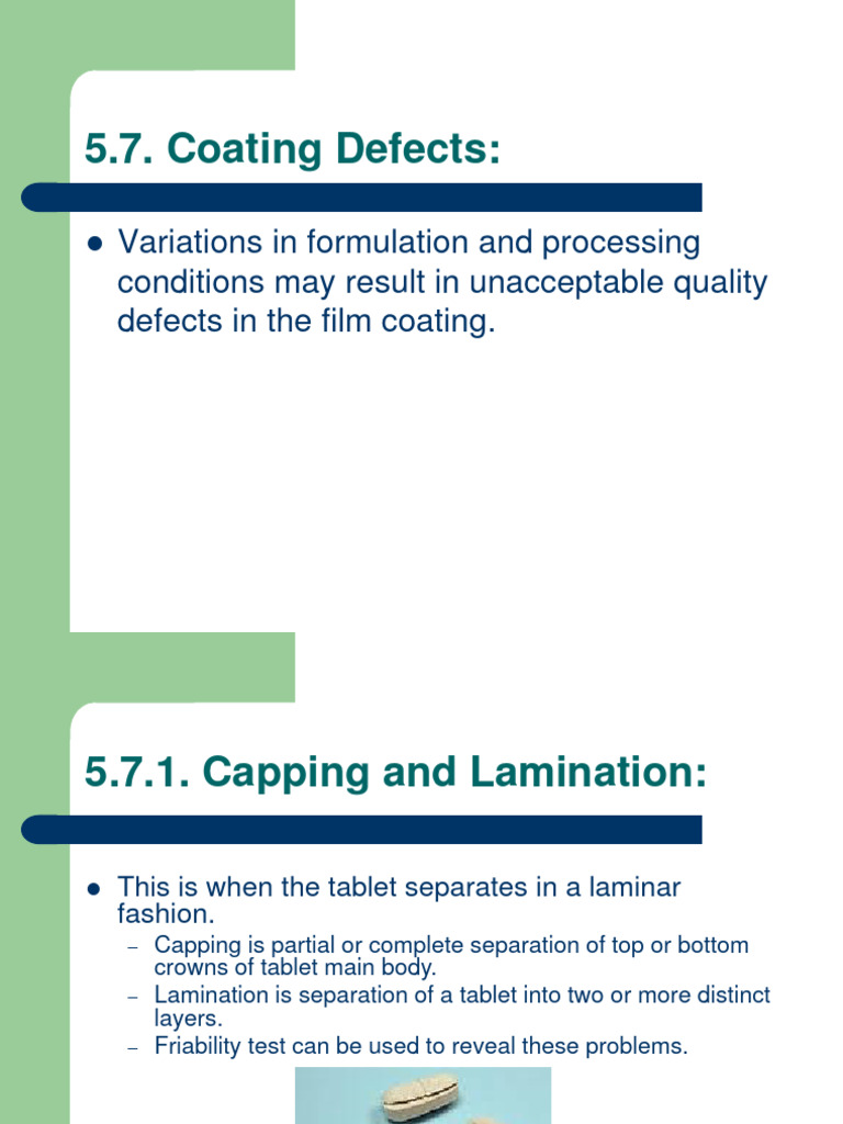 Coating Part 4. Film Coating Defects, Press Coating | PDF | Tablet ...