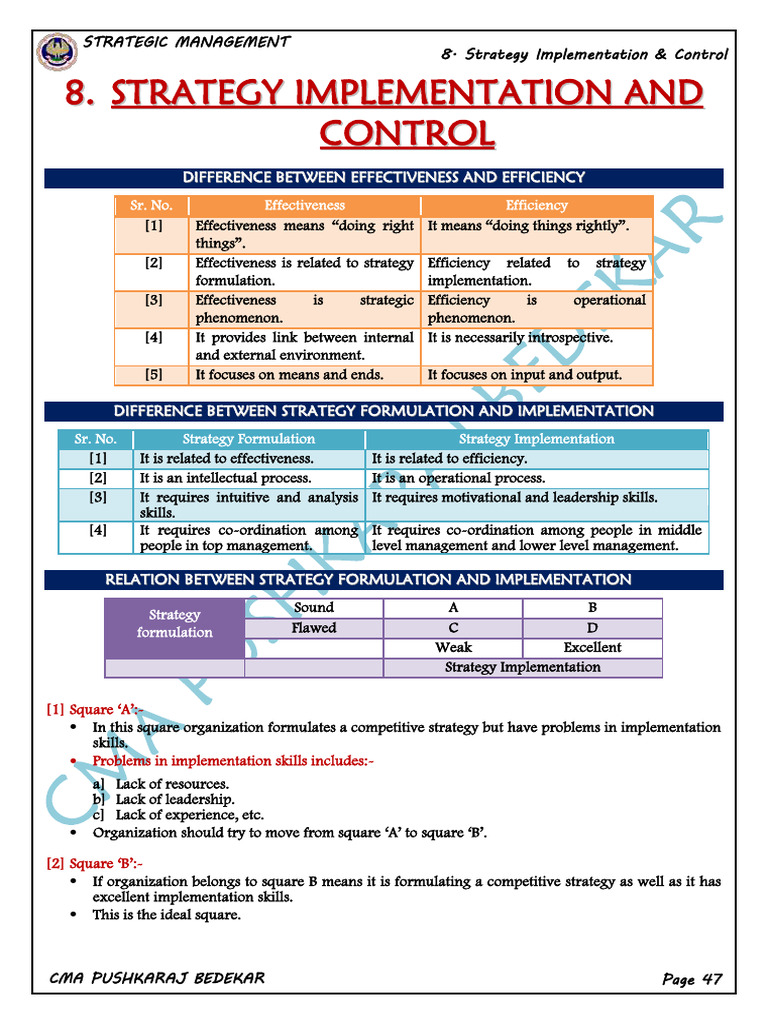 Strategy Implementation & Control | PDF | Strategic Management ...
