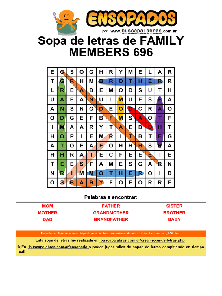 ACTIVIDAD N°1 SOPA DE LETRAS FAMILY MEMBERS actual | PDF