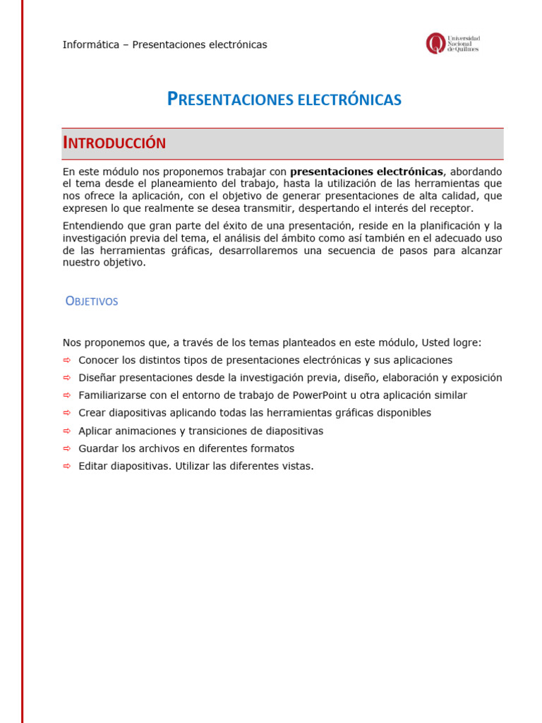Módulo de Presentaciones Electrónicas | PDF | Microsoft PowerPoint | Hipervínculo