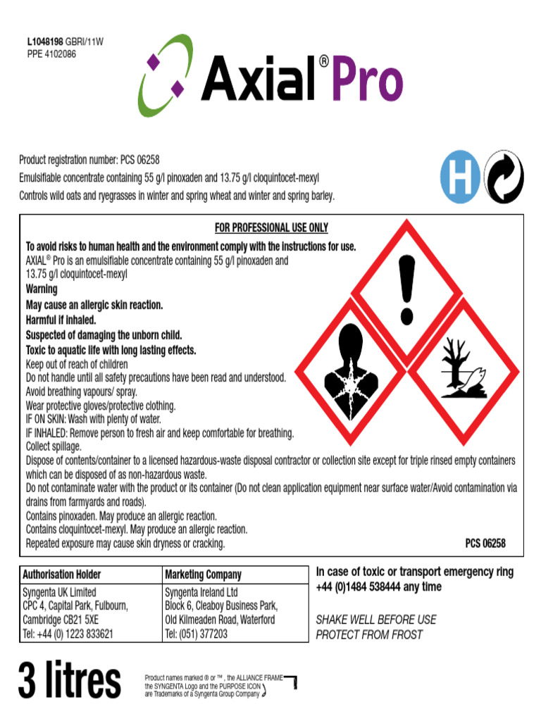 axial_pro_product_label_ | PDF | Herbicide | Weed