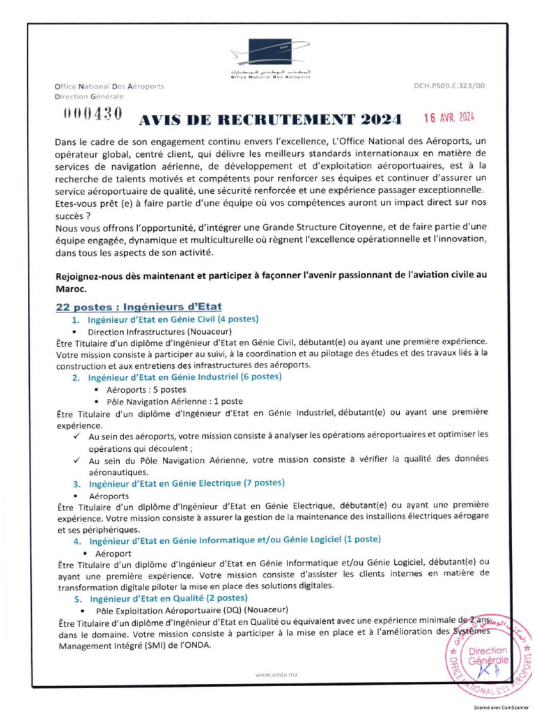 Avis de Recrutement 2024 | PDF