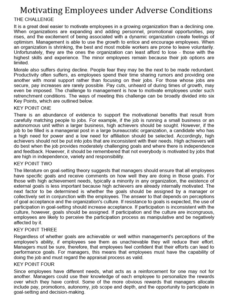 Motivating Employees in Declining Organizations | PDF | Goal | Goal Setting