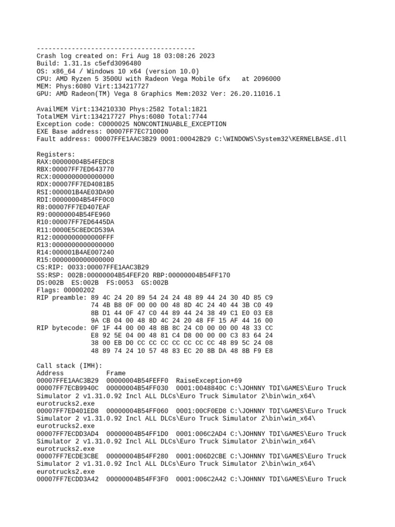 Game Crash | PDF | System Software | Computing