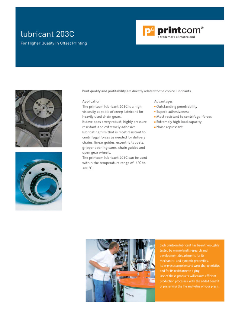 Printcom Lubricant 203C TDS Us | PDF | Lubricant | Materials