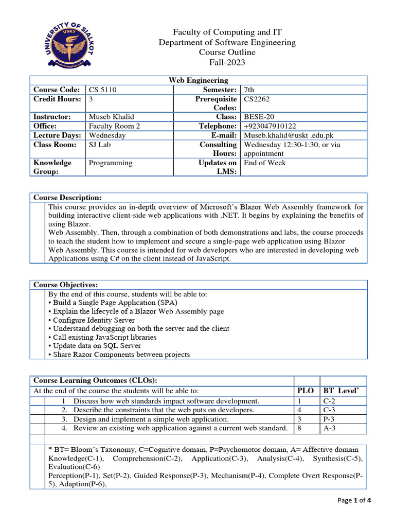 Blazor Web Engineering Course Outline | PDF | World Wide Web | Internet ...