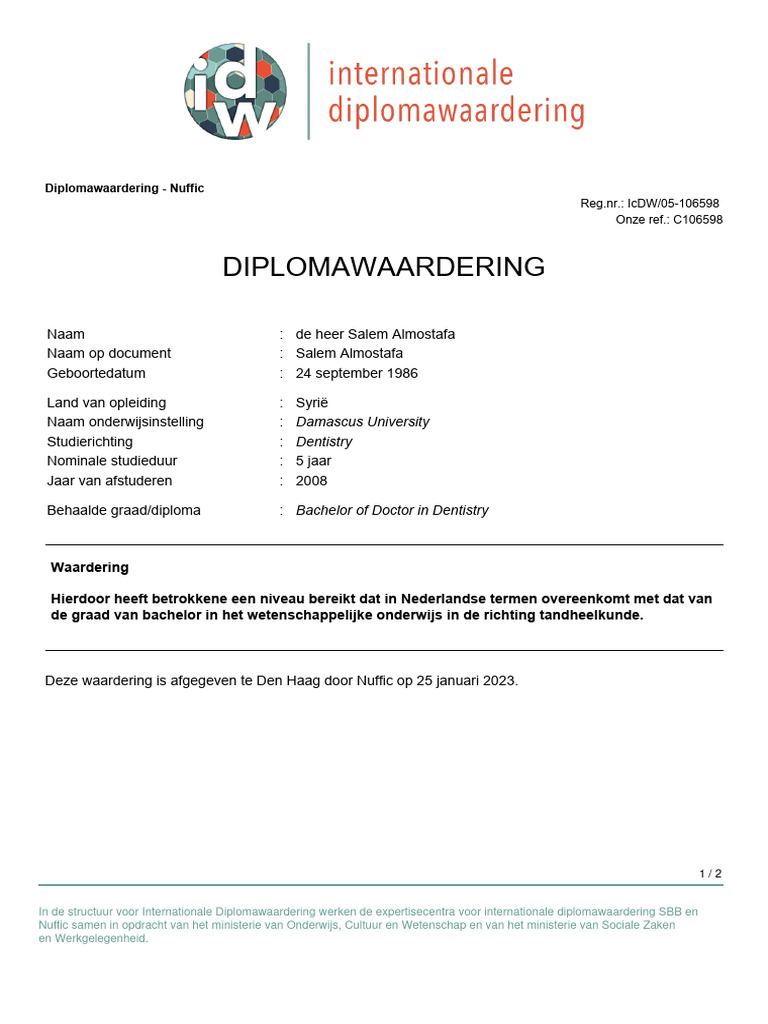 Diplomawaardering - Nuffic | PDF