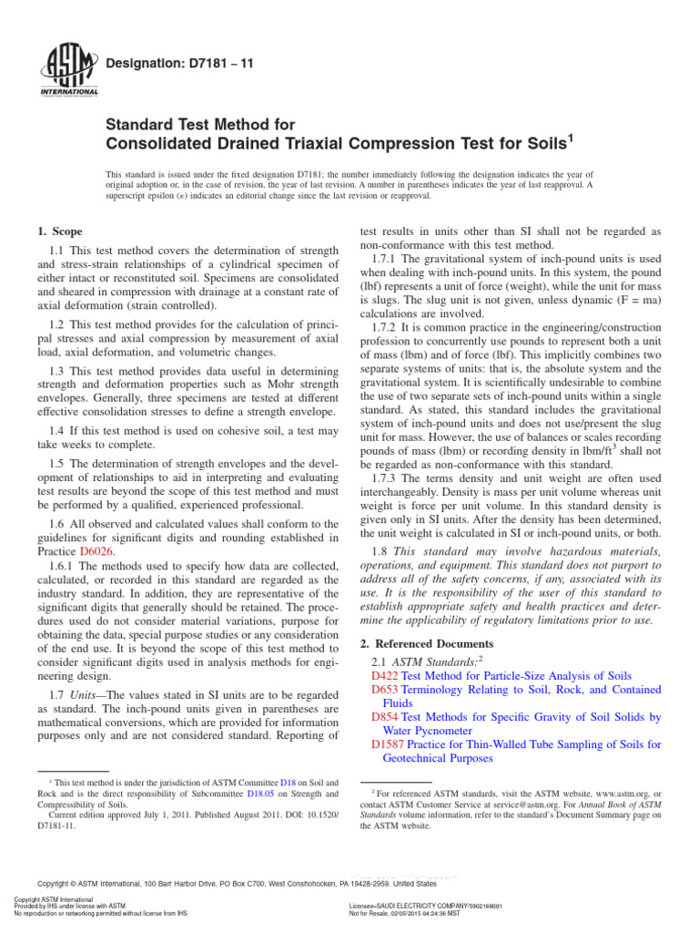Consolidated Drained Triaxial Compression Test For Soils | PDF ...