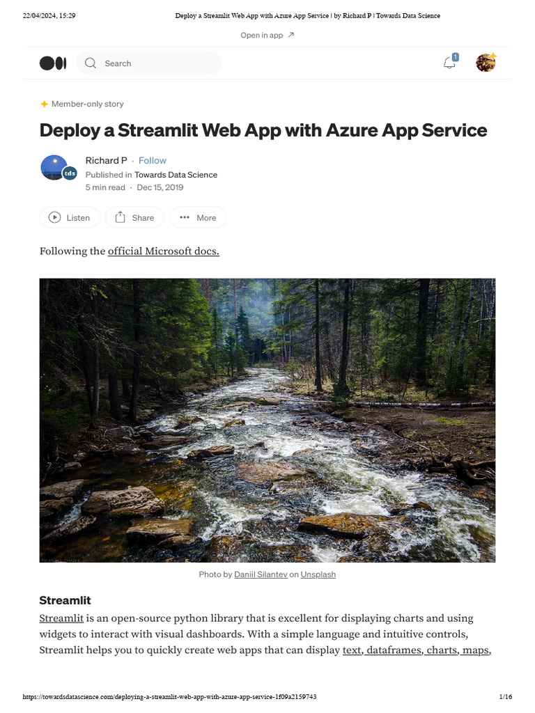 Deploy A Streamlit Web App With Azure App Service - by Richard P - Towards Data Science | PDF ...