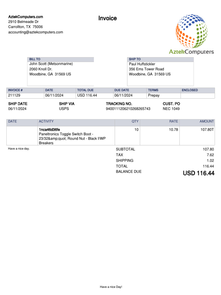 Invoice NEC 1049 | PDF