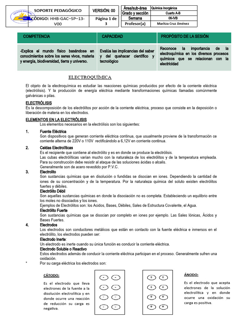 SP CT06 Quim 4°sec Electroq | PDF | Electrólito | Electrodo