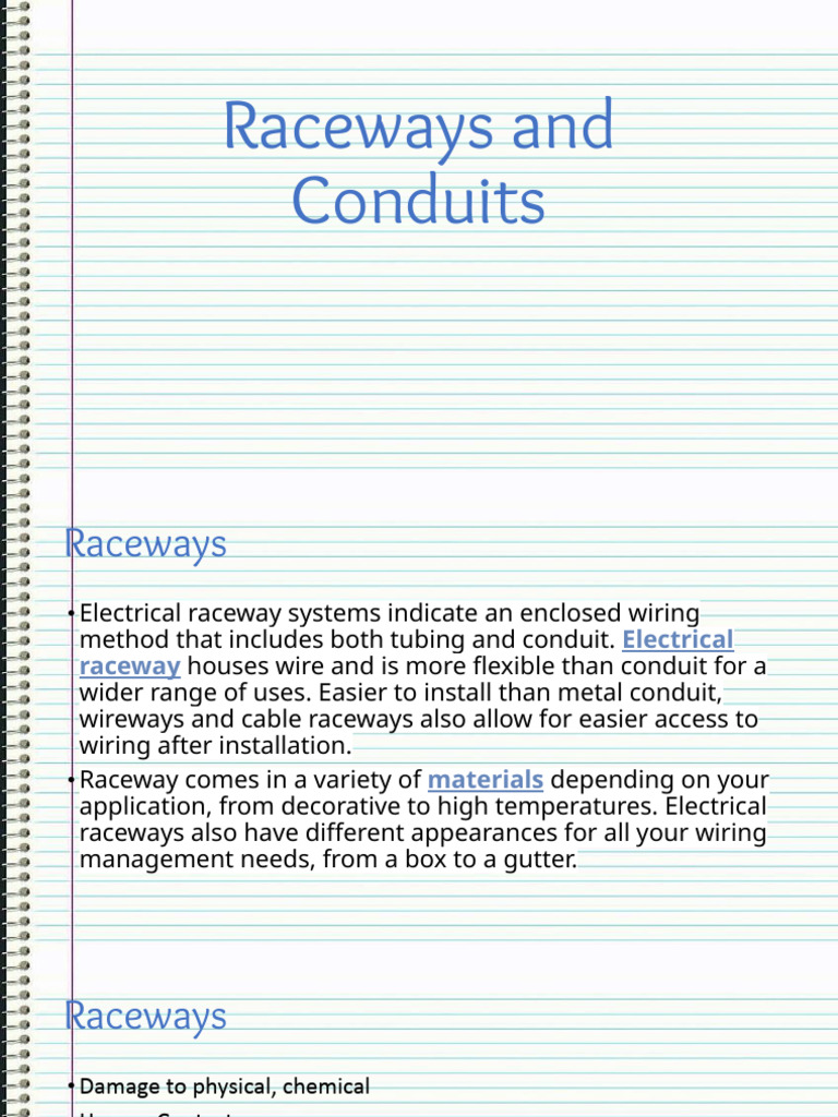 Lecture Raceways and Conduits | PDF | Electrical Wiring | Building ...