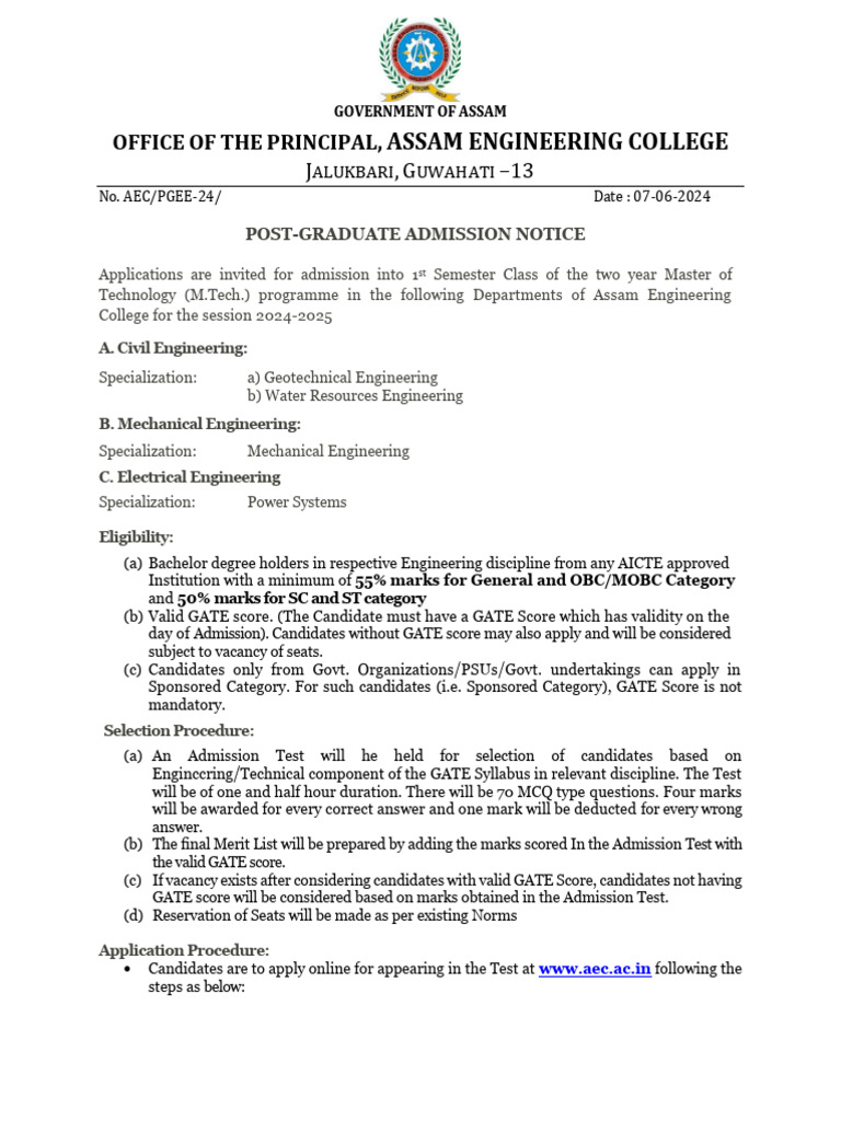 PG Entrance Examination 2024 | PDF | Educational Stages | Qualifications