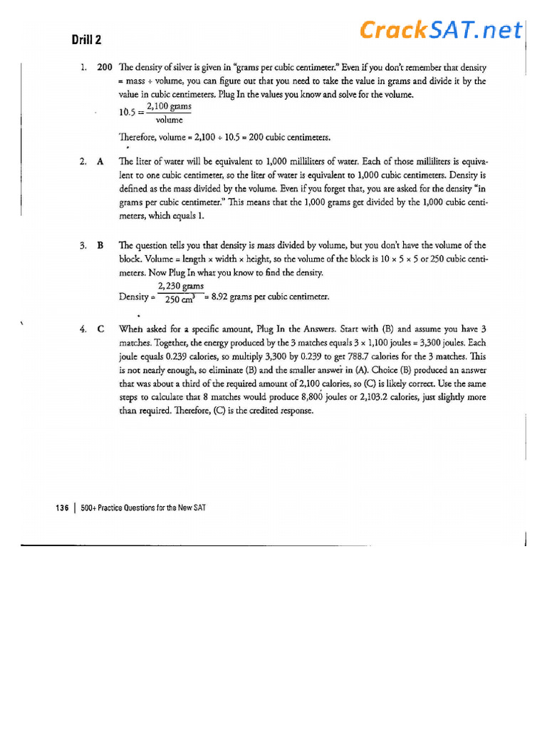 Answers SAT Math Problem Solving and Data Analysis Practice Test 2 | PDF