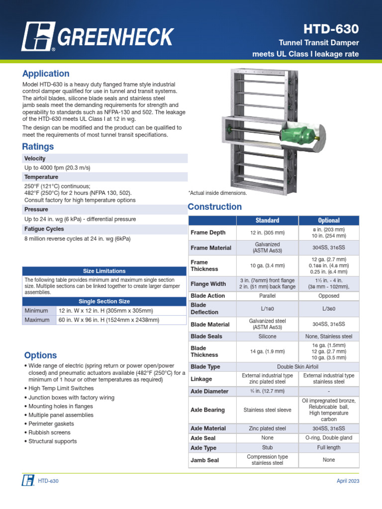 HTD630 Submittal | PDF | Duct (Flow) | Steel