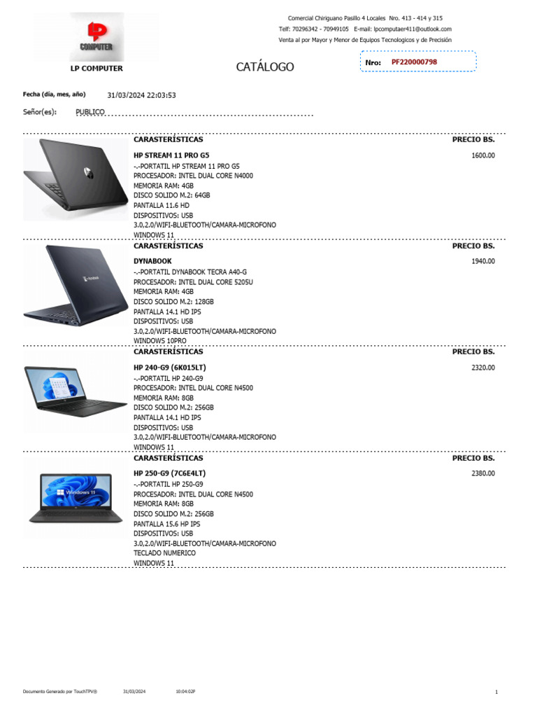 CATALOGO LP COMPUTER (ABRIL) | PDF | USB | Ordenador portátil