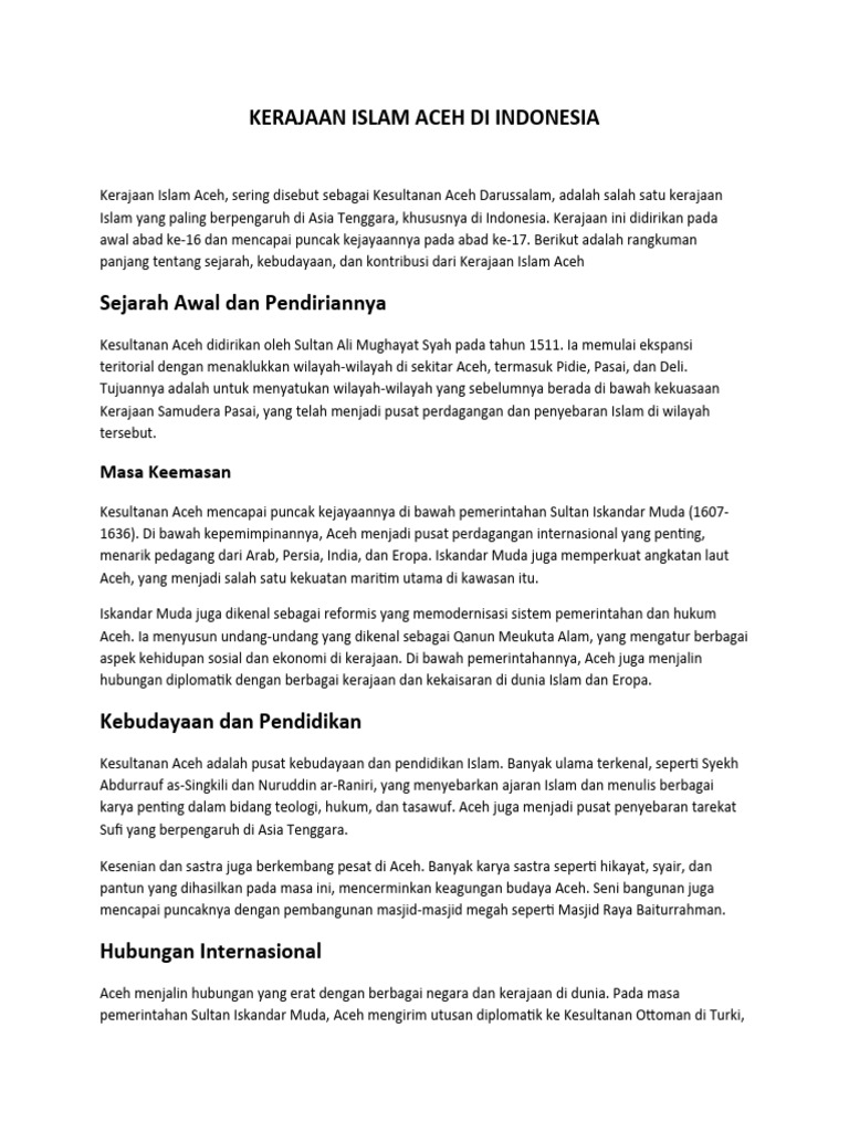 Sejarah Kesultanan Aceh | PDF | Perjalanan | Seni