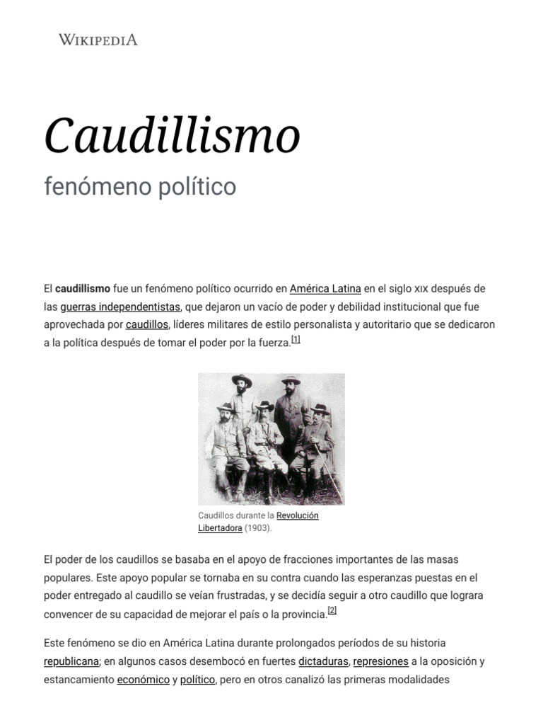Caudillismo en América Latina Siglo XIX | PDF | Ciencias Políticas