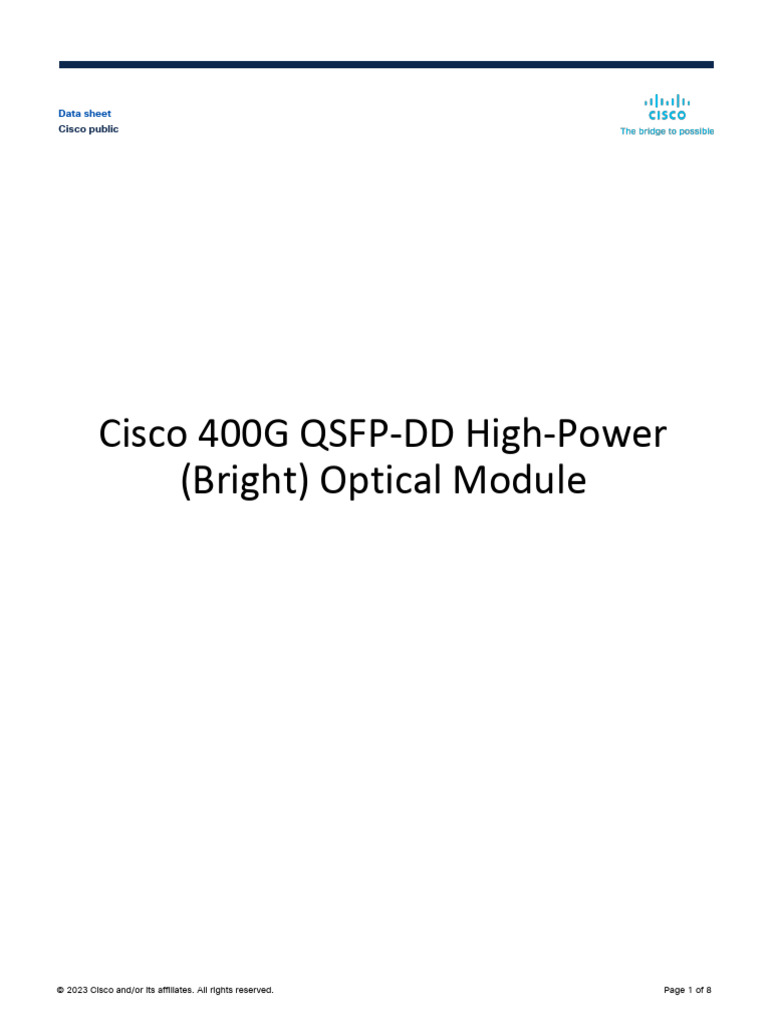 Cisco 400G QSFP-DD High-Power (Bright) Optical Module Data Sheet | PDF | Electronics | Data ...