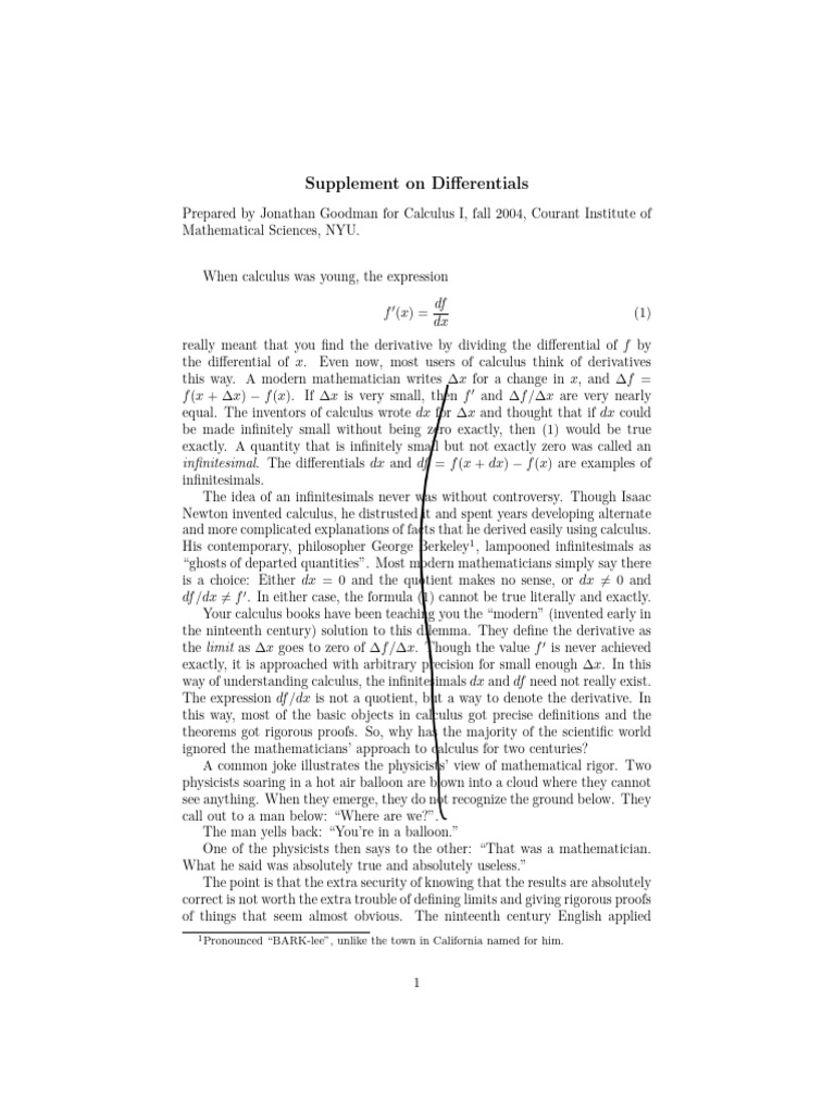 differentials | PDF | Calculus | Derivative