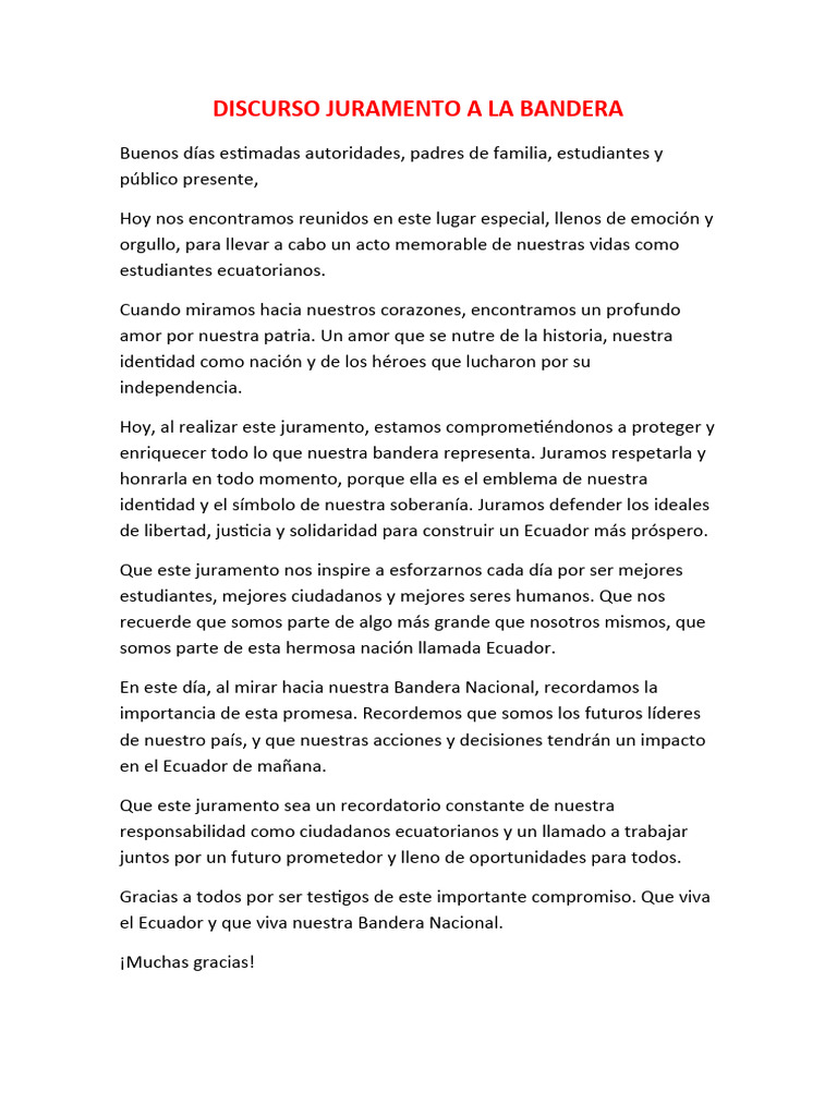 Discurso Juramento A La Bandera | PDF