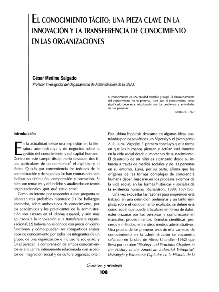 S1 R2 Conocimiento Tácito | PDF