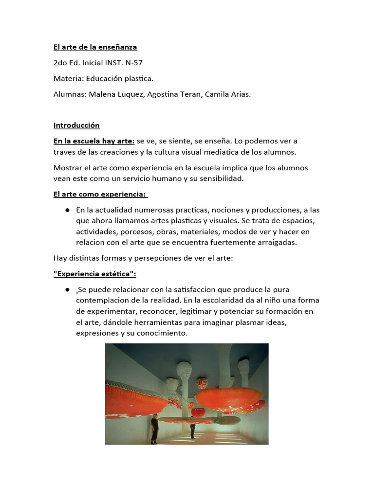 Ed Plastica | PDF | Experiencia | Enseñando
