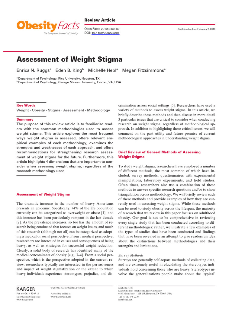Assessing Weight Stigma: Methods & Insights | PDF | Methodology | Obesity