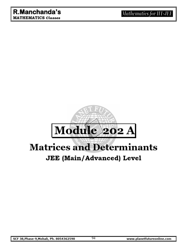 Matrices and Determinants-Advanced 2023 Final DPP1 | PDF | Matrix (Mathematics) | Linear Algebra