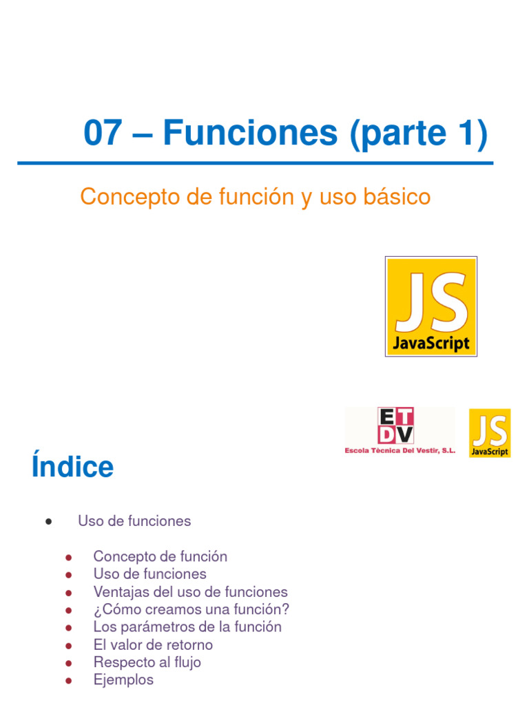 JavaScript 07 - Funciones 1 | PDF | Lenguaje de programación | Función ... JavaScript 07 - Funciones 1 | PDF | Lenguaje de programación | Función ...