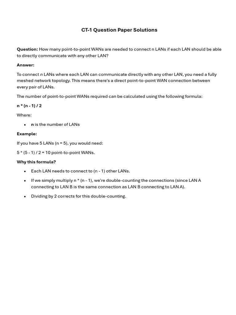 Computer Networks CT 1 Solutions | PDF | Internet Protocols | Internet ...