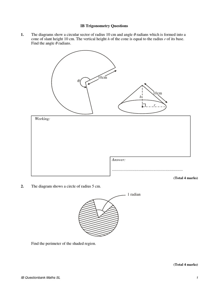 Ib Practice Questions 2012 | PDF | Circle | Angle