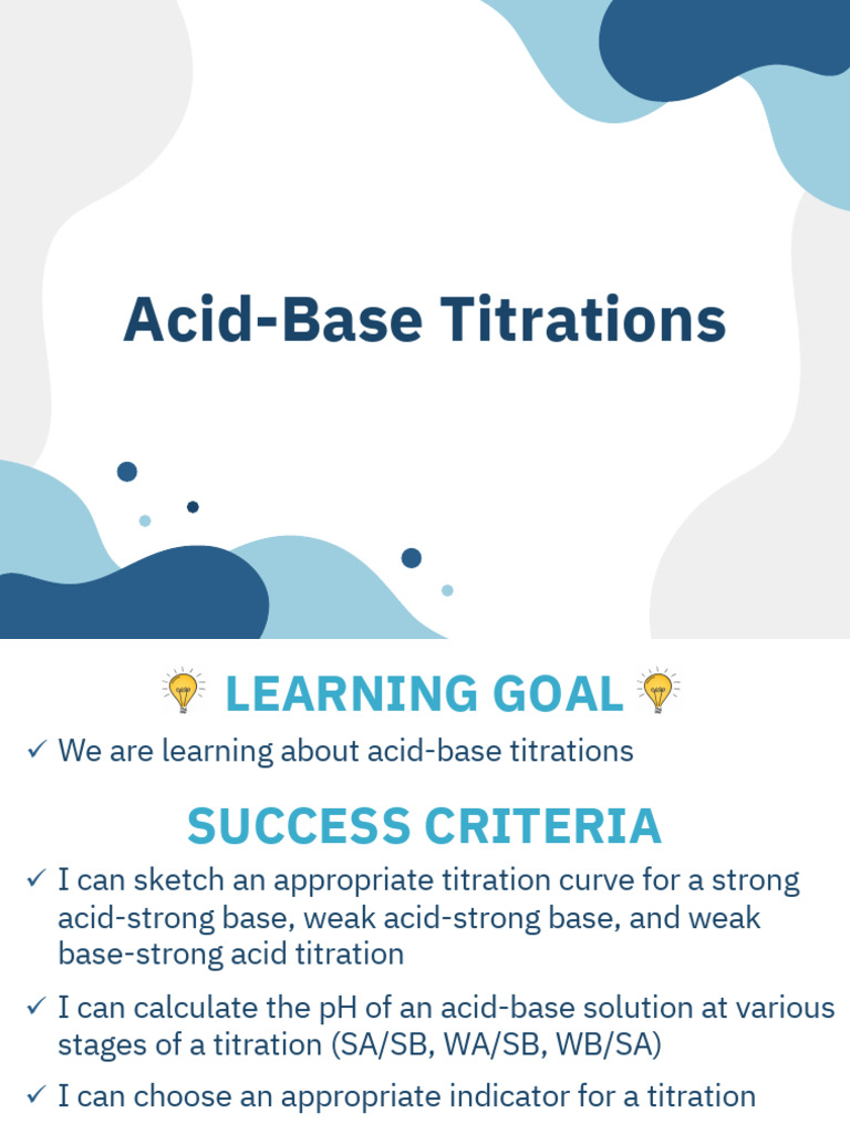 Lesson 8 - Acid-Base Titrations Partial | PDF | Titration | Chemistry