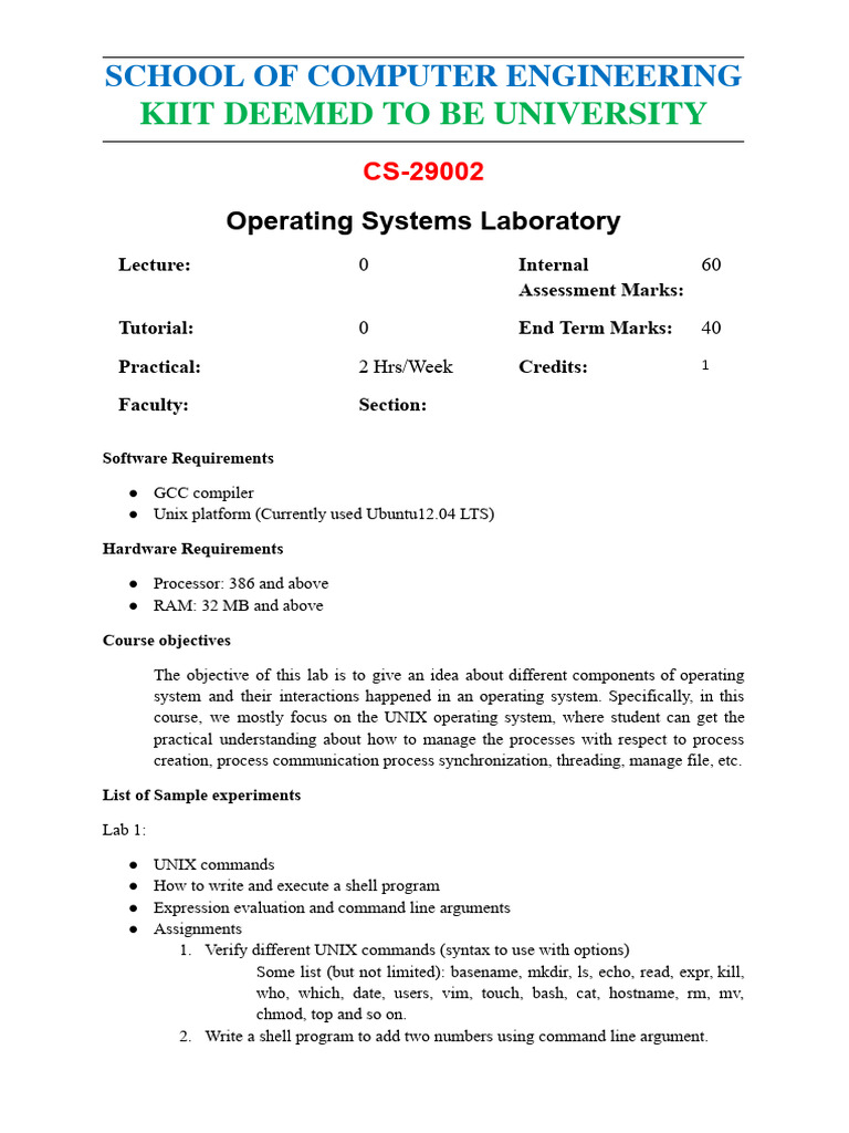OS Lab Mannual 2024 | PDF | Computer Program | Programming