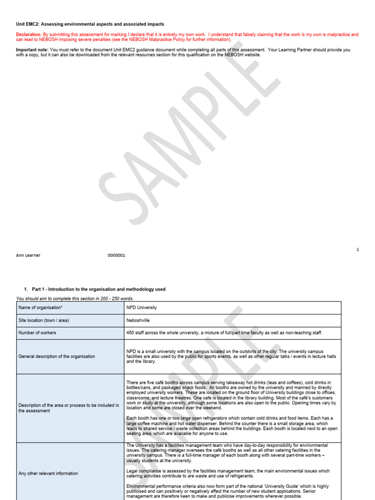 Emc2 Sample Assessment v1.2 | PDF | Waste | Waste Management