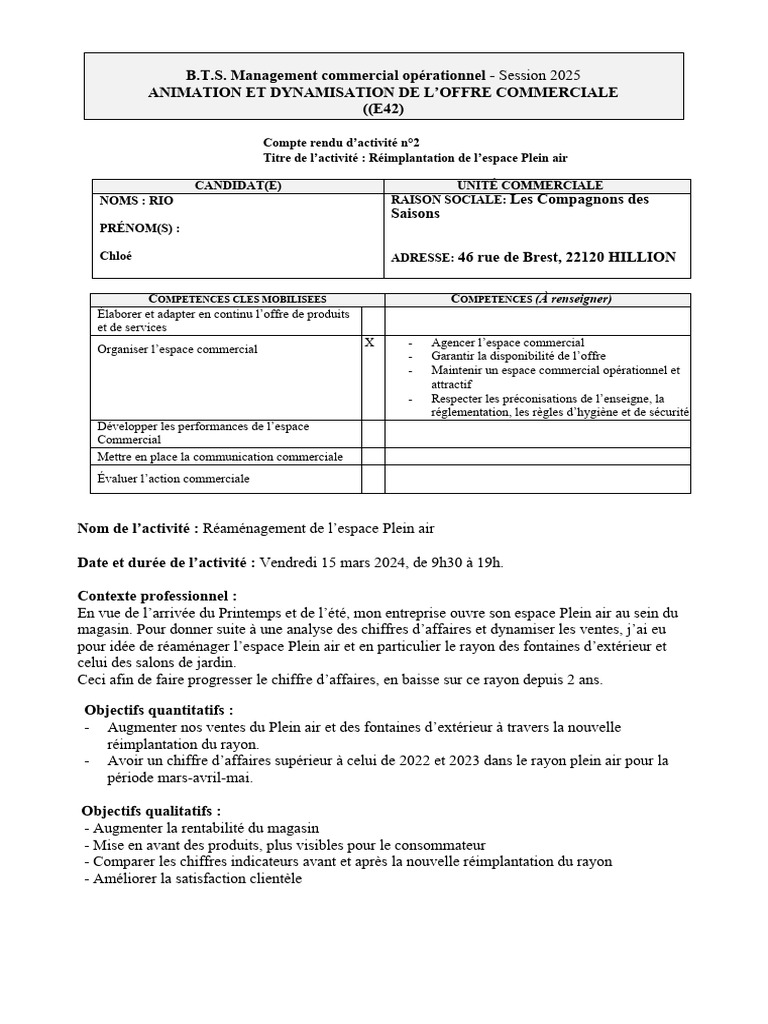 Réaménagement de l'espace Plein Air | PDF