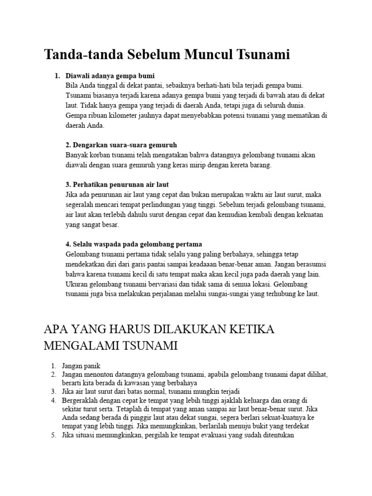 Tanda dan Tindakan Saat Tsunami | PDF