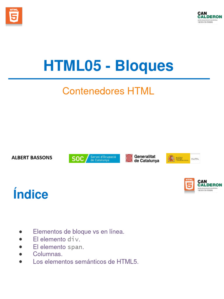 HTML05 - Bloques | PDF | HTML | Elemento HTML