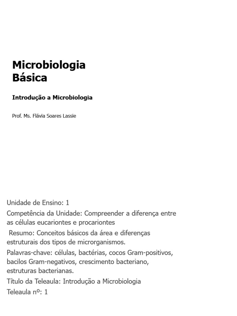 Microbiologia Roteiro de aula prática | PDF | Bactérias | Microrganismo