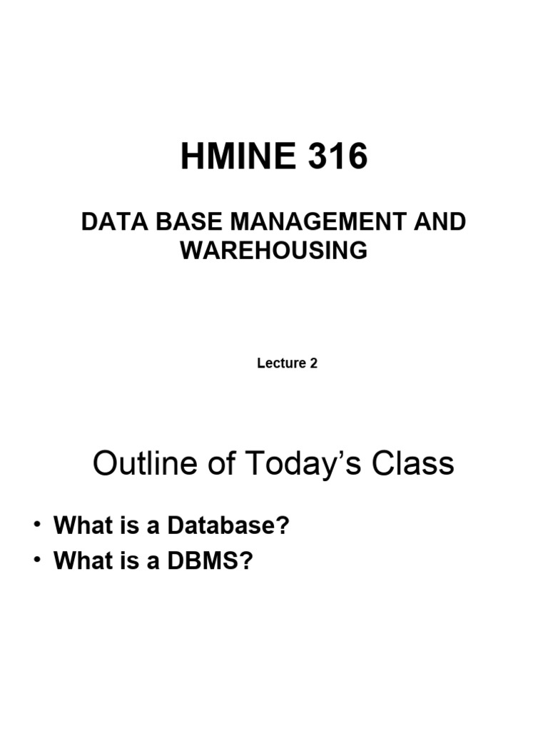 Lecture 2 - Database Management | PDF | Databases | Relational Database Lecture 2 - Database Management | PDF | Databases | Relational Database