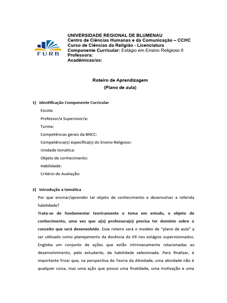 Roteiro de Aprendizagem (plano de aula) (1) | PDF | Aprendizado | Lição